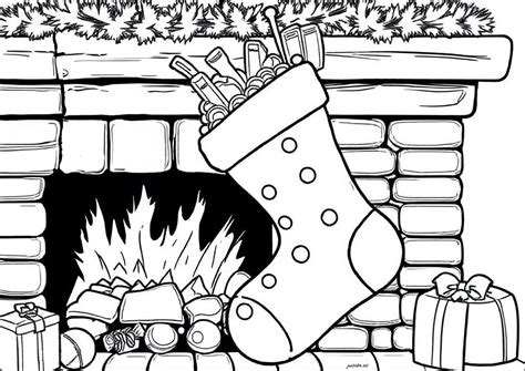 Fireplace Christmas Stockings Clipart Drawing Chimney Stocking Fire