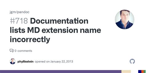Documentation Lists Md Extension Name Incorrectly · Issue 718 · Jgm