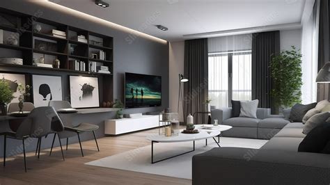 무료 아늑한 거실 내부를 3d로 렌더링한 데스크탑 컴퓨터 Ppt 배경 Slidesdocs