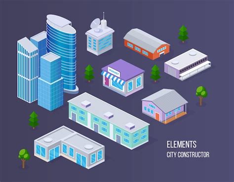Premium Vector Elements City Construction Buildings Modern Houses