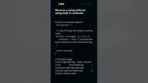Reverse A String Without Using Built In Method Jsjavascriptinterviewquestions