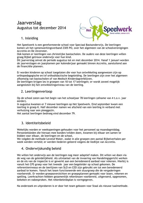Model Jaarverslag Volgens Structuur Van Het Schoolplan En Jaarplan