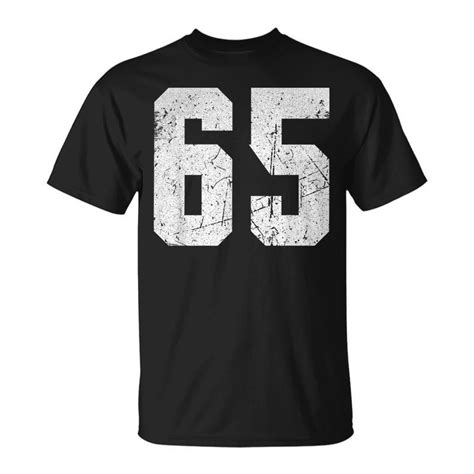 Number 65 Sport Jersey Birthday Age Lucky No White Tshirt