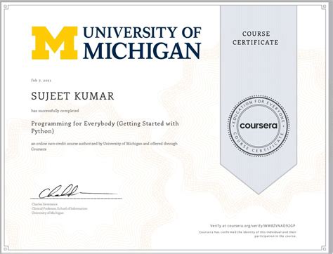 Sujeet Kumar On Linkedin Programming For Everybody Getting Started With Python University Of