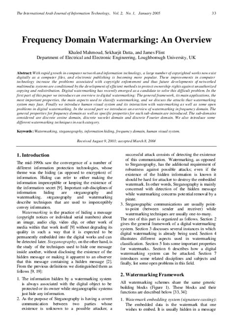 Pdf Frequency Domain Watermarking An Overview