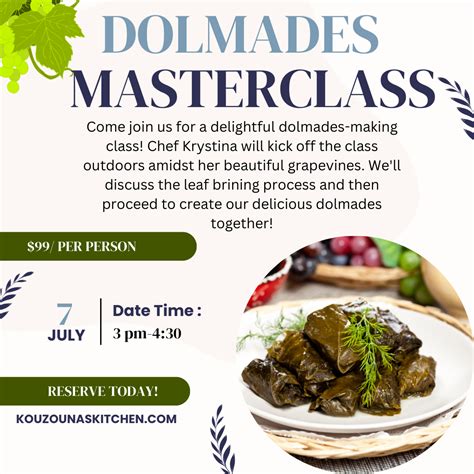 Masterclass Schedule Kouzounas Kitchen