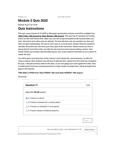 Quiz 2 Reproductive Physiology Module 2 Quiz 2022 Started Aug 12 At 10 Quiz Instructions No