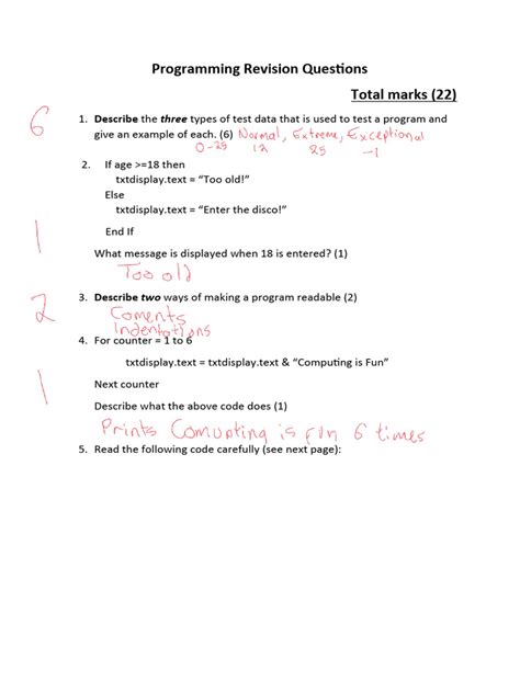 Programming Revision Questions Pdf