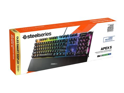 SteelSeries Apex 5 Hybrid Mechanical Gaming Keyboard Per Key RGB Illumination Aircraft Grade