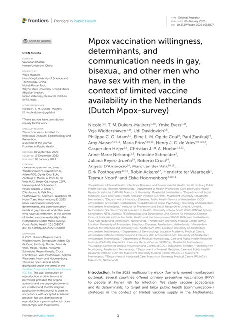 Pdf Mpox Vaccination Willingness Determinants And Communication