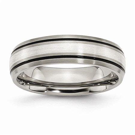 Titanium Grooved Sterling Silver Inlay 6mm Brushedpolished Band