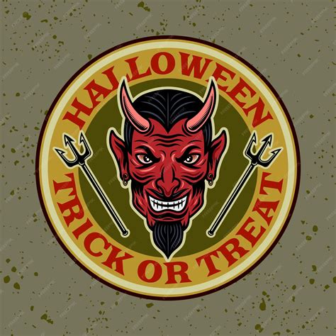 Premium Vector Devil Head Vector Round Colored Emblem Badge Label Or