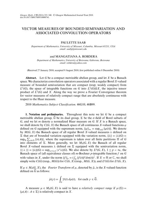 PDF Vector Measures Of Bounded Semivariation And Associated