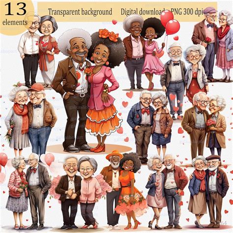 Cute Old Couple In Love Clipart Png Valentines Day Asian Old Lady