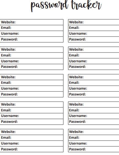 Free 10 Password Tracker Samples In Pdf