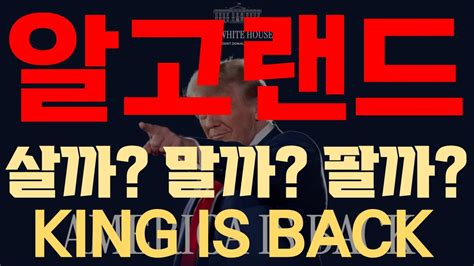 알고랜드 코인 살까 말까 팔까 고민되시나요 이제 걱정할 필요x 그가 돌아왔다 알고랜드코인목표가 알고랜드코인전망 알고랜드코인대응 알고랜드코인분석 Youtube