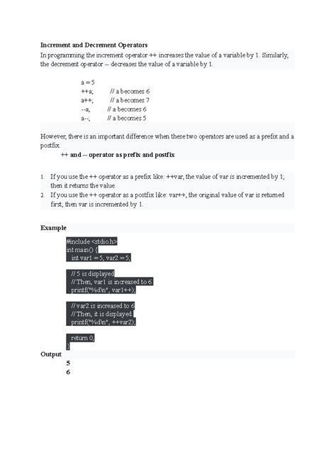 Increment And Decrement Operators Understanding Prefix Vs Postfix