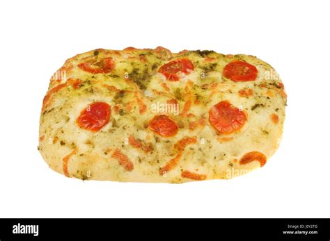Cherry Tomato And Mozzarella Flatbread Isolated Against White Stock