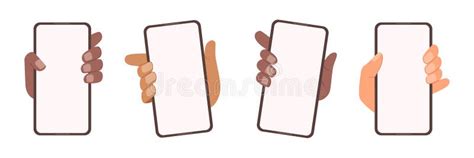 hand holding mobile phone blank screen display stock vector illustration of sign camera