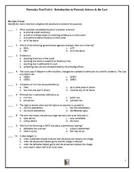 Forensics Unit Test Forensic Science The Law By Best For Teachers
