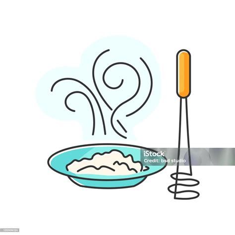 퓨어 Rgb 색상 아이콘 크리미한 야채 페이스트 요리 방법 음식 요리 과정 맛있는 감자 매시 사과 소스 후무스 접시 고립 된 벡터 일러스트 감자 요리에 대한 스톡 벡터 아트