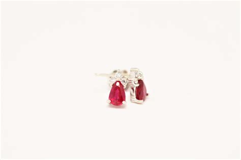 14k White Gold Ruby And Diamond Earrings David Adams Fine Jewelry