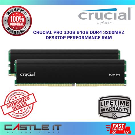 Crucial PRO DDR4 64GB 32GB 3200MHZ PC3200 Kit Of 2 2x32GB 2x16GB Desktop Performance Ram
