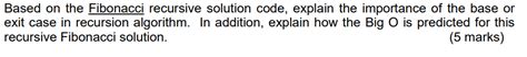 Solved Based On The Fibonacci Recursive Solution Code Chegg