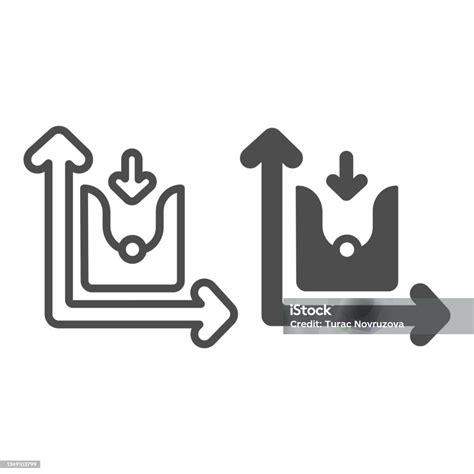 성장 및 감소 곡선 화살표 다운 라인 및 솔리드 아이콘 다이어그램 개념 흰색 배경에 차트 벡터 사인 모바일 개념 및 웹 디자인에 대한 개요 스타일 아이콘이 있는 그래프 벡터