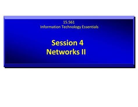 Networking 2 Lecture 15 Information Technology Essentials Session 4 Networks Ii Outline