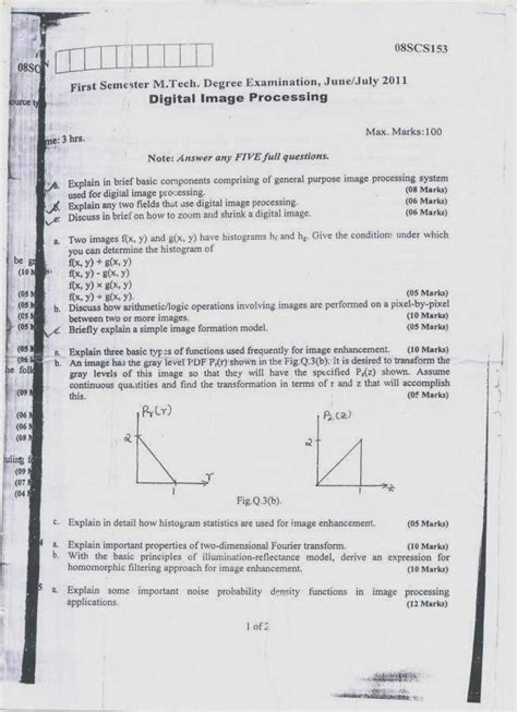 B E M Tech CSE Advances In Digital Image Processing Question Paper 1st Sem CSE
