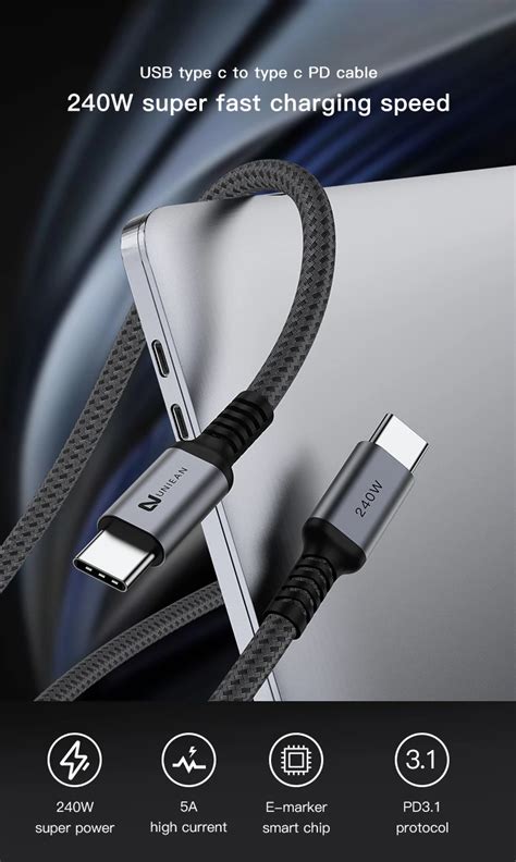 Wholesale High Quality Braided 3m Usbc Type C Data Cable Pd31 240w 48v