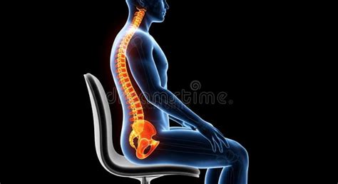 Human Spine Anatomy Illustration Sitting Posture Stock Illustration