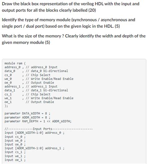 Draw The Black Box Representation Of The Verilog Hdl