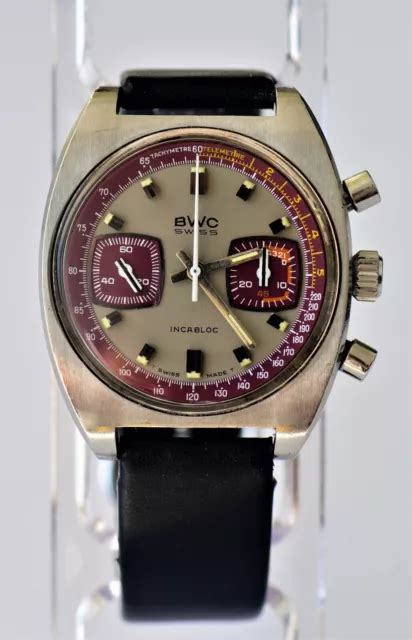 1970s Vintage Bwc Chronograph Swiss Watch Valjoux 7733 D 36mm Ref