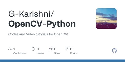 GitHub G Karishni OpenCV Python Codes And Video Tutorials For OpenCV