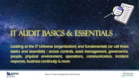 Basics In IT Audit And Application Control Testing PDF