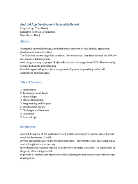 Expanded Android App Development Report Pdf Android Operating System Mobile App