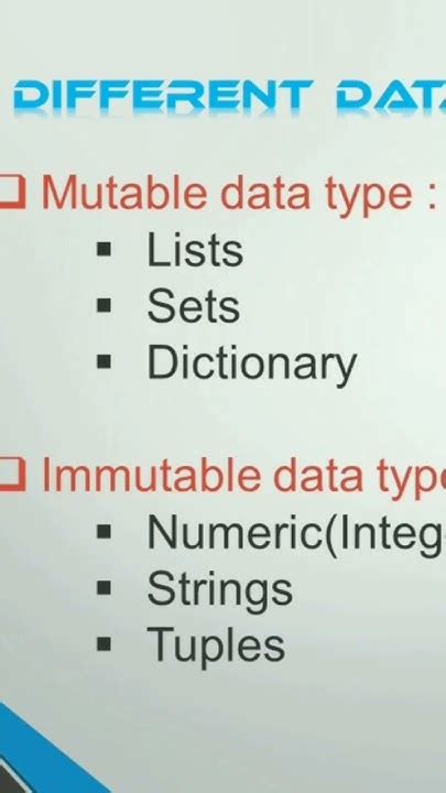 Data Types Mutable Datatypes Immutable Datatypes Youtube