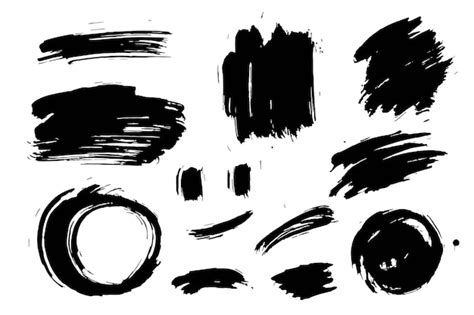 검은 페인트 잉크 브러시 스트로크 브러쉬 라인의 큰 컬렉션 지저분한 더러운 예술적 디자인 요소 상자 프레임 자유형 그리기