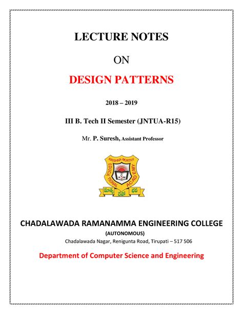 design patterns notes 0 lecture notes on design patterns 2018 2019