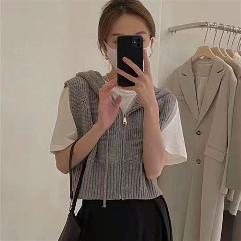 후드 크롭 하찌 니트 가디건 조끼 니트베스트 후드조끼 봄 가을 간절기 겨울까지 입는 후디 스웨터 이너티