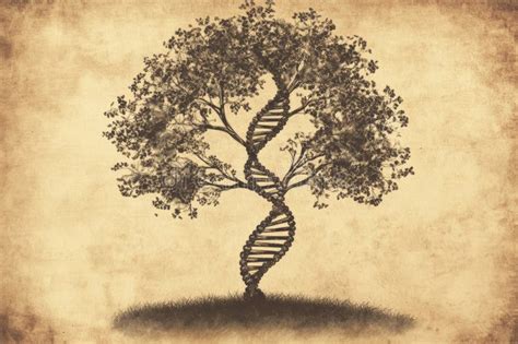 Tree With DNA Spiral Illustrates The Connection Between Nature And Genetics In A Creative Design