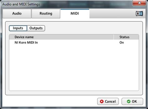 Audio And MIDI Settings