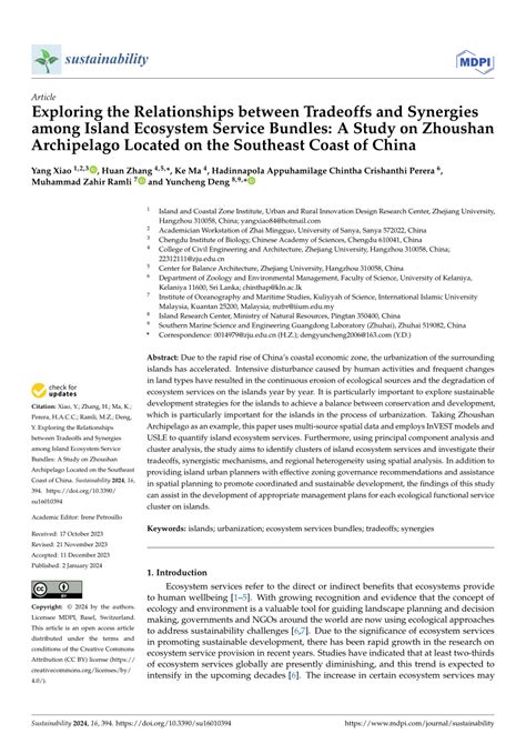 Pdf Exploring The Relationships Between Tradeoffs And Synergies Among Island Ecosystem Service
