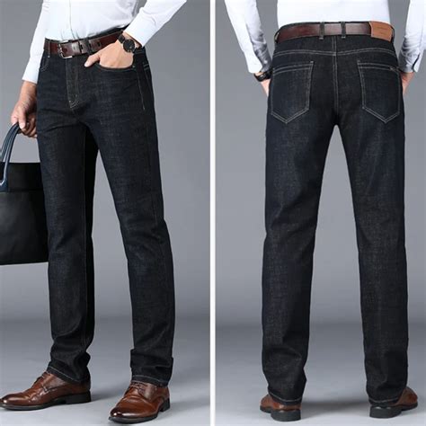 남성 청바지 데님 팬츠 겨울 비즈니스 캐주얼 남성용 미드 루즈 스트레이트 바지 가을 신상품 티몬