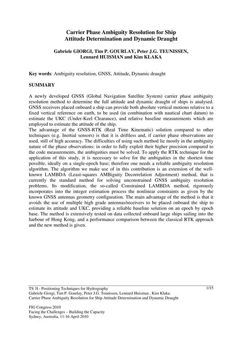 Carrier Phase Ambiguity Resolution For Ship Attitude Determination