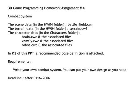 Ppt 3d Game Programming Homework Assignment 4 Combat System Powerpoint Presentation Id4467139