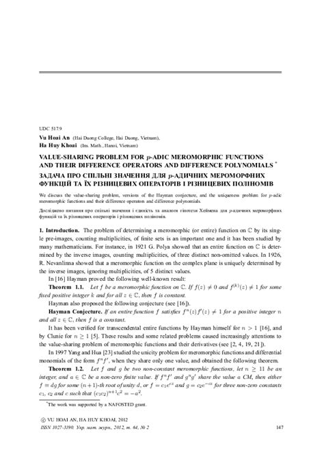Pdf Value Sharing For P Adic Meromorphic Functions