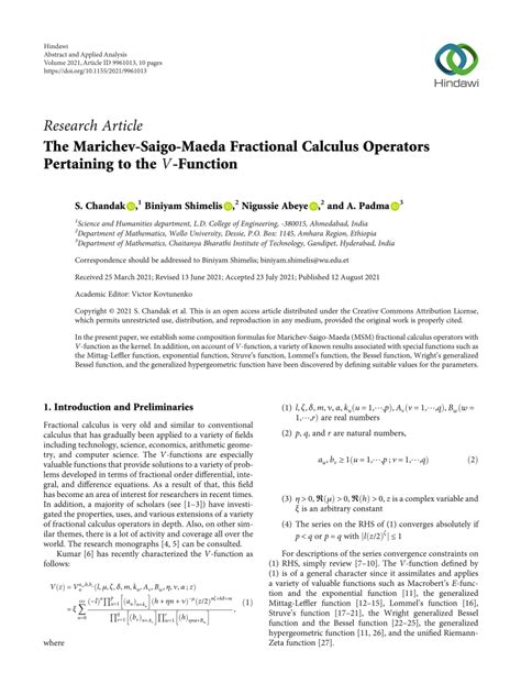 Pdf The Marichev Saigo Maeda Fractional Calculus Operators Pertaining To The V Function